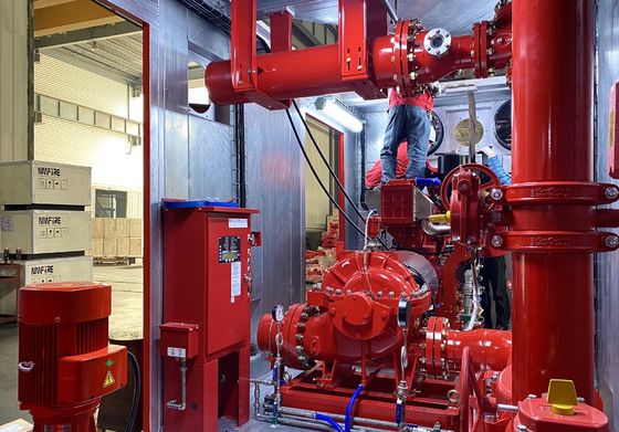 NFPA20 Accordance Fire Pump Skid Package With Split Case Fire Pump Sets 150PSI