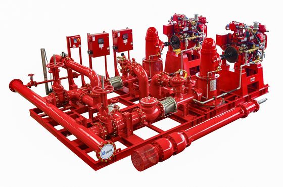 NFPA20 Accordance Fire Pump Skid Package With Split Case Fire Pump Sets ...