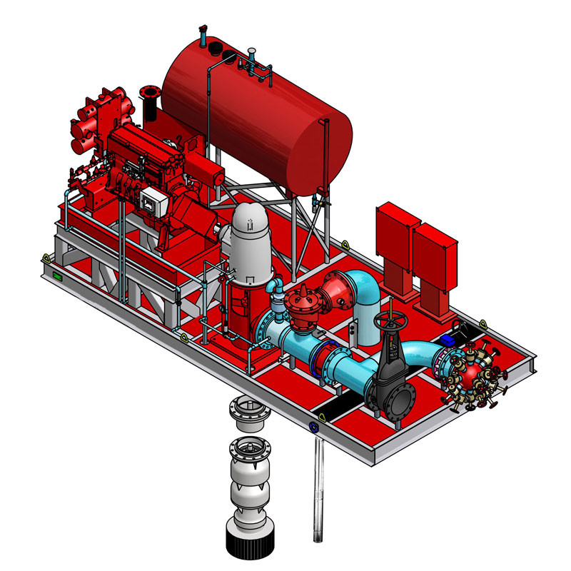 Red UL Listed Diesel Fire Pump Package With Vertical Turbine Fire Pump Sets