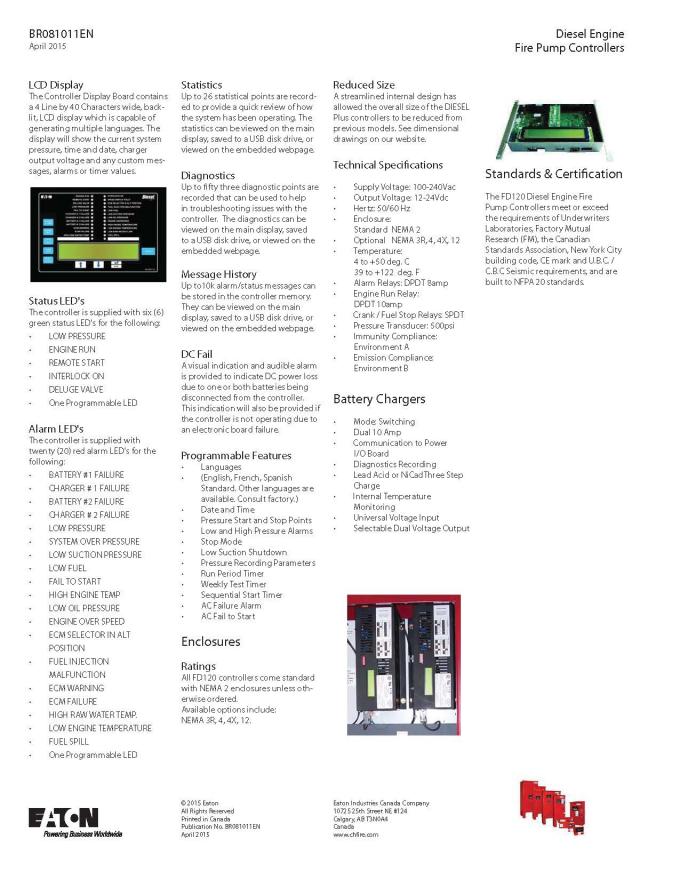 High Precision Diesel Fire Pump Control Panel For Fire Fighting FD-120 ...